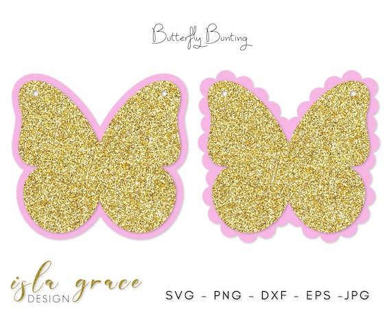 Butterfly Banners SVG Pennant Bunting SVG Template Cut File | Etsy