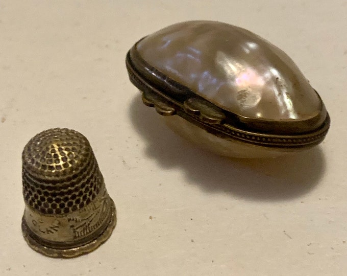 Mother of Pearl Thimble Case. Child Size Box or Holder Sewing Room ...