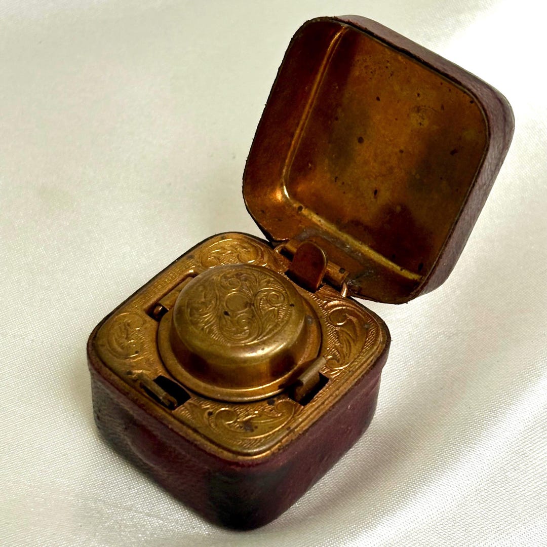 Antique Edwardian Mini Pocket or Travelling Ink Well for Calligraphy ...