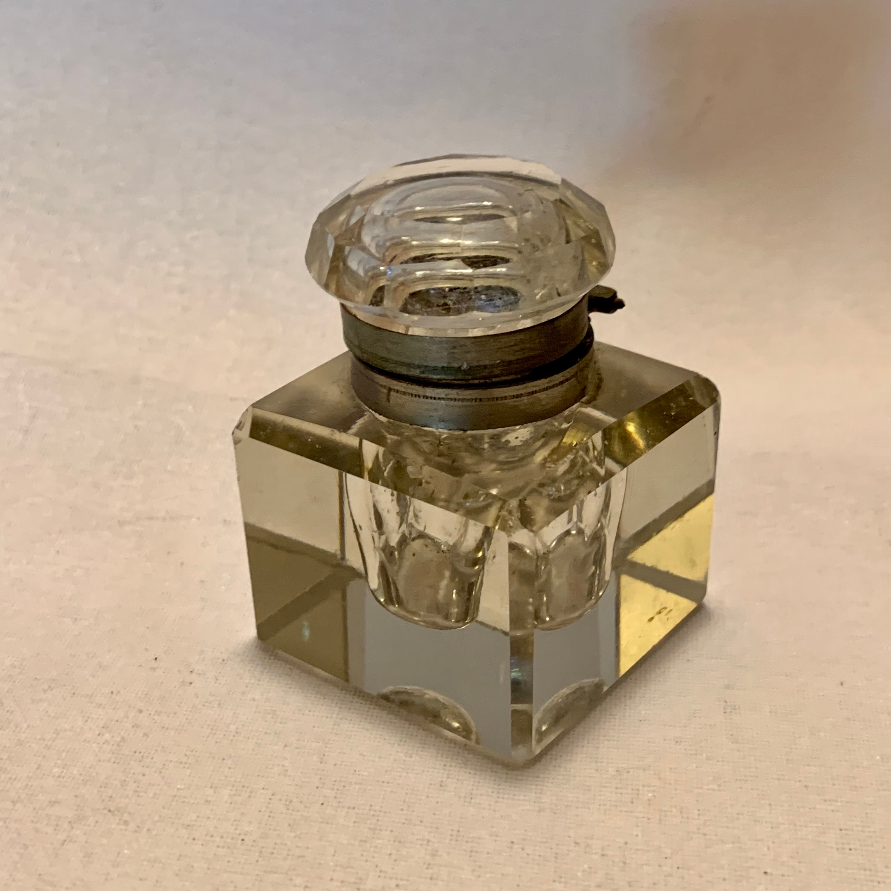 Vintage Edwardian Lead Crystal Glass Ink Well for Caligraphy Dip Pen ...