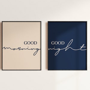 Good Morning Good Night Wall Decor Bedroom Print Set Set of | Etsy