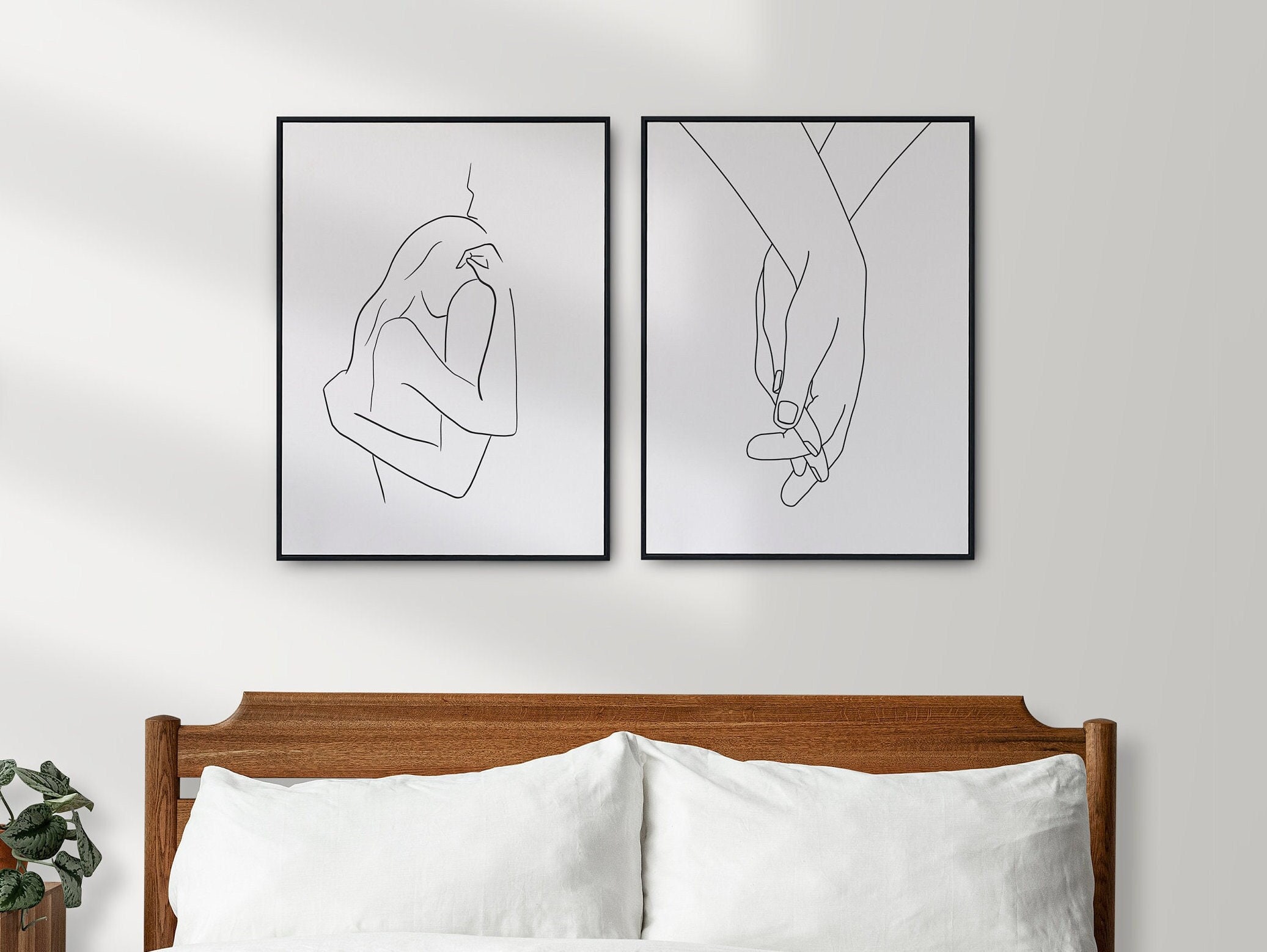 Couple Line Art Print Couple Sketch Couple Holding Hands | Etsy