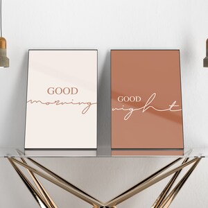 Good Morning Good Night Wall Decor, Bedroom Print Set, Set of 2 Couple ...