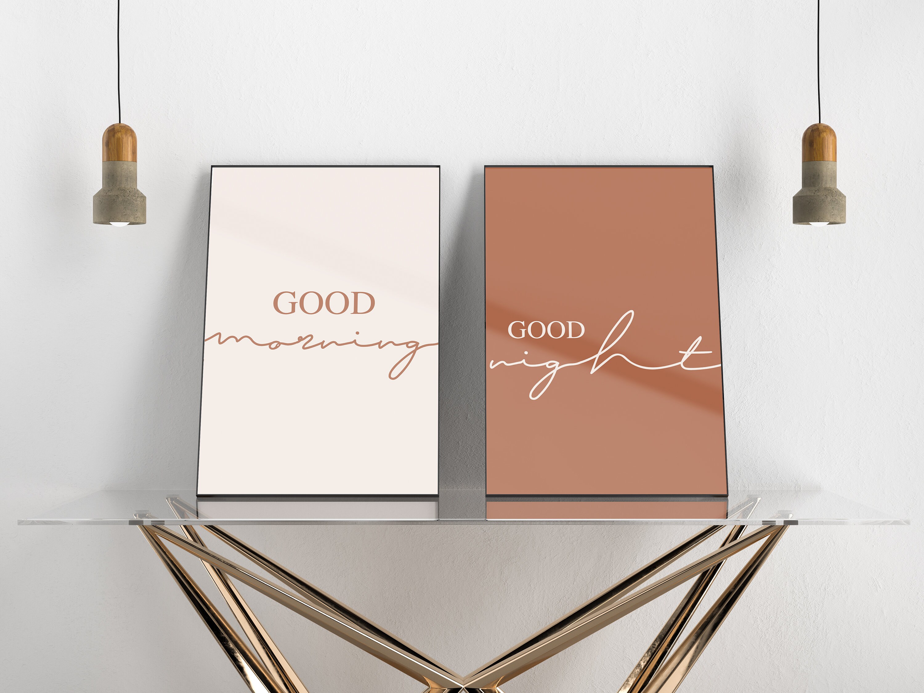 Good Morning Good Night Wall Decor Bedroom Print Set Set of | Etsy