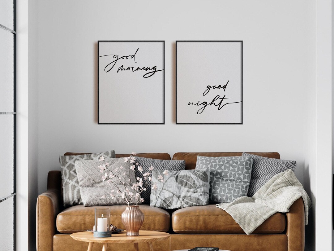 Wall Decor Bedroom Printable, Good Morning Good Night Sign, Set of 2 ...