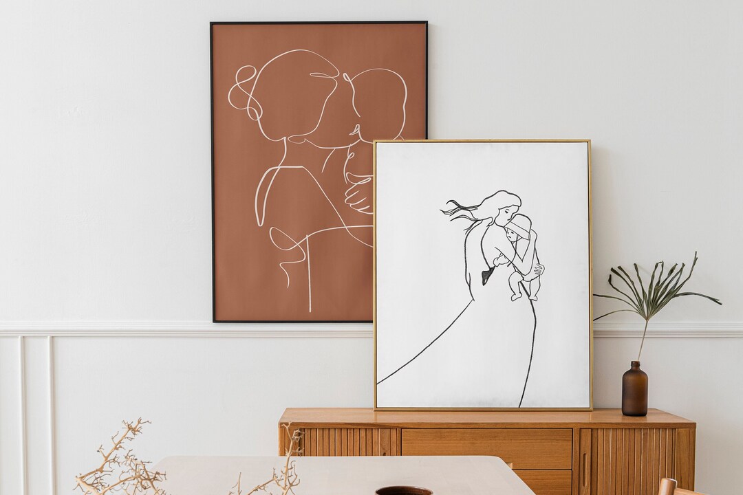 Mother and Child Line Drawing, Baby Line Art, Line Art, Line Art, Baby ...