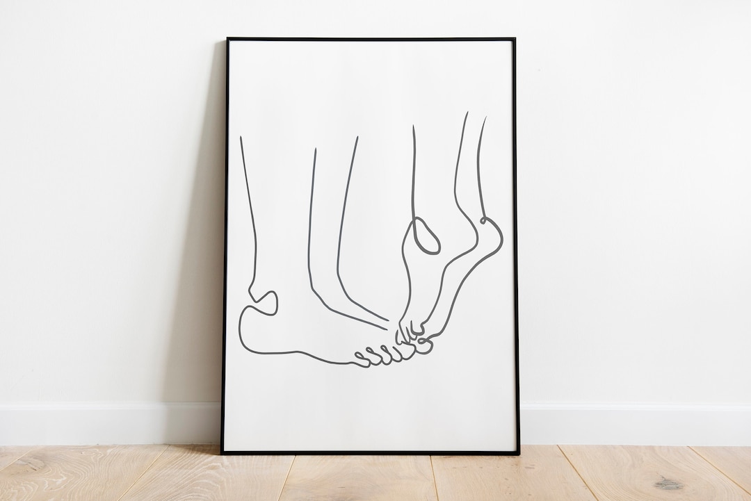 Couples Feet Line Print, Abstract Couple Romantic Art, Anniversary ...