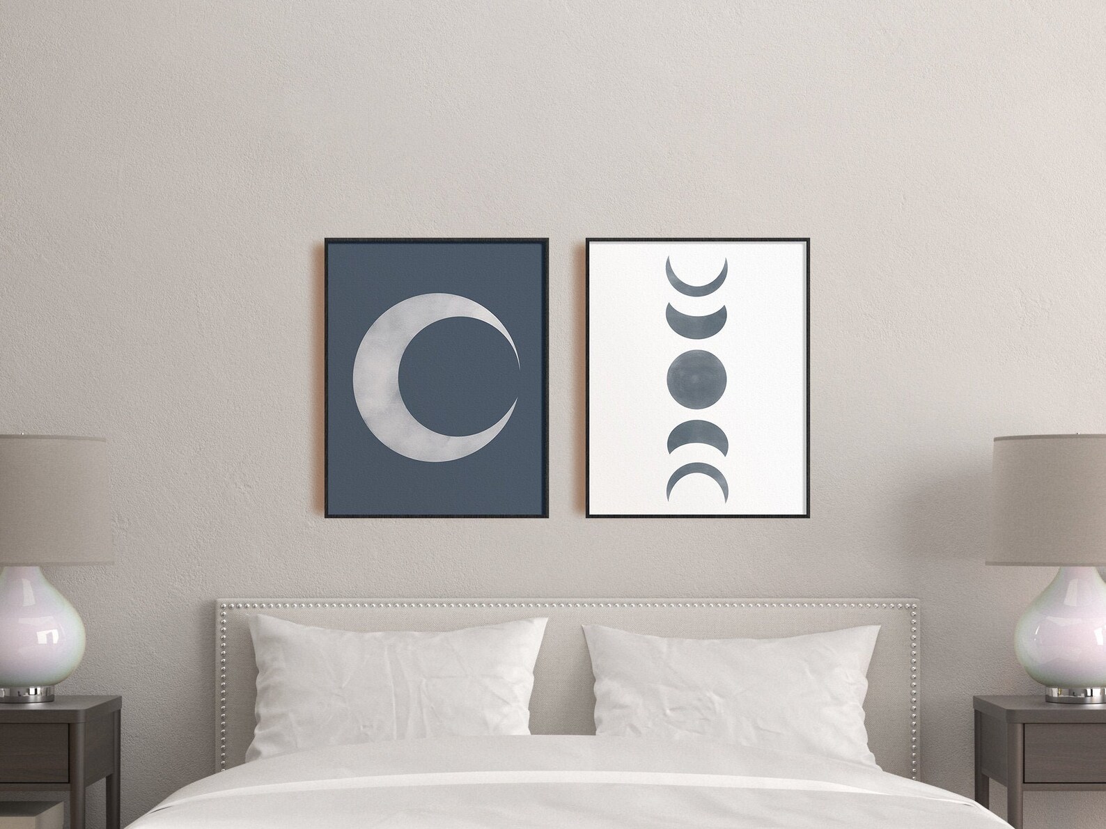Set of 2 Moon Prints High Quality Moon Phases Poster Boho | Etsy