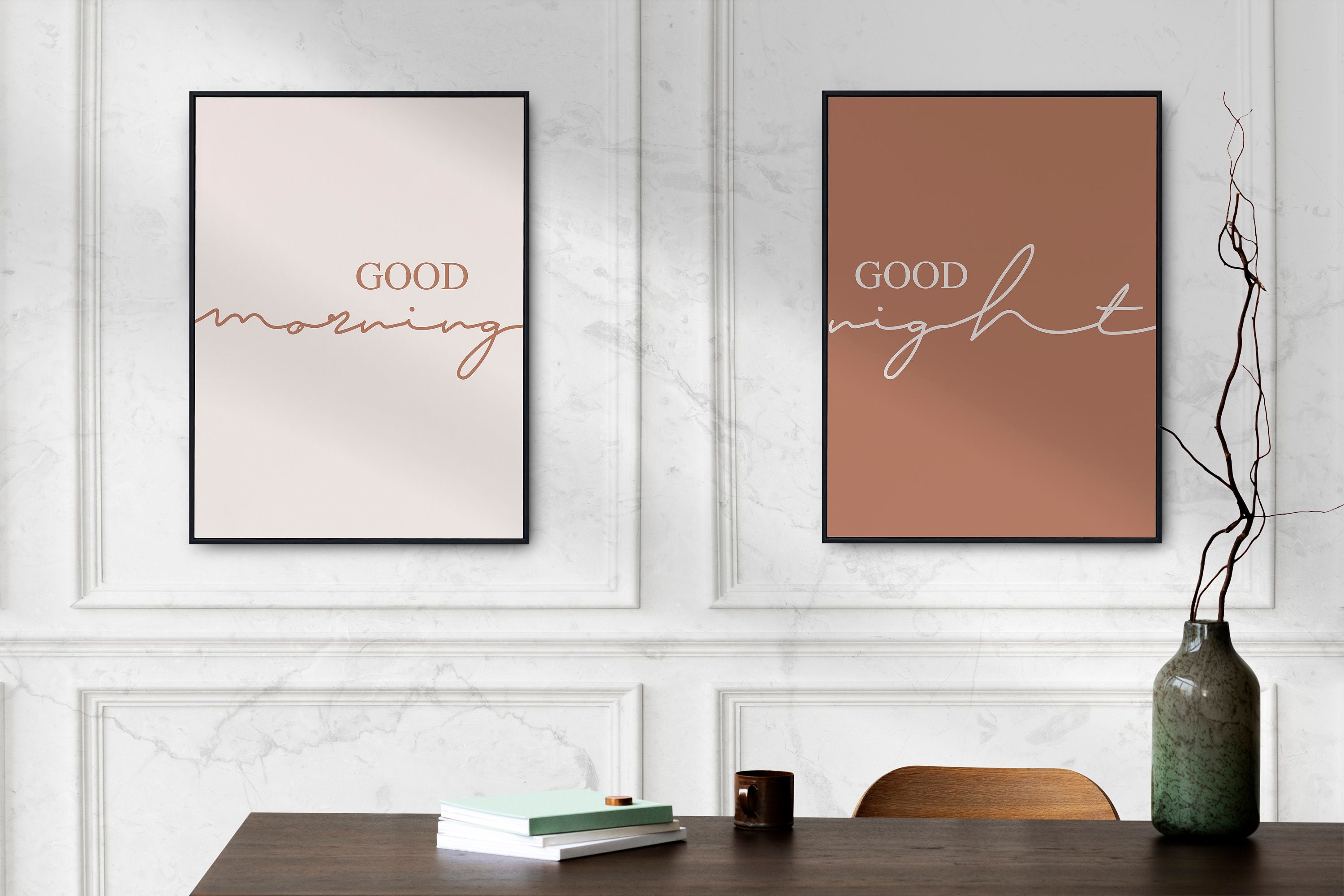 Good Morning Good Night Wall Decor Bedroom Print Set Set Of | Etsy