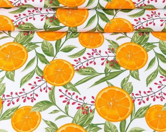 Clementine Fruit Fabric Clementine Ivory by Kimsa Clementine Citrus ...