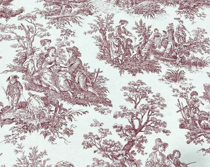 Toile Fabric Marseilles Toile Turkey Red on White by Peacoquettedesigns ...