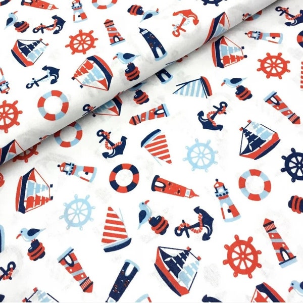 Nautical Fabric by the Yard - Etsy