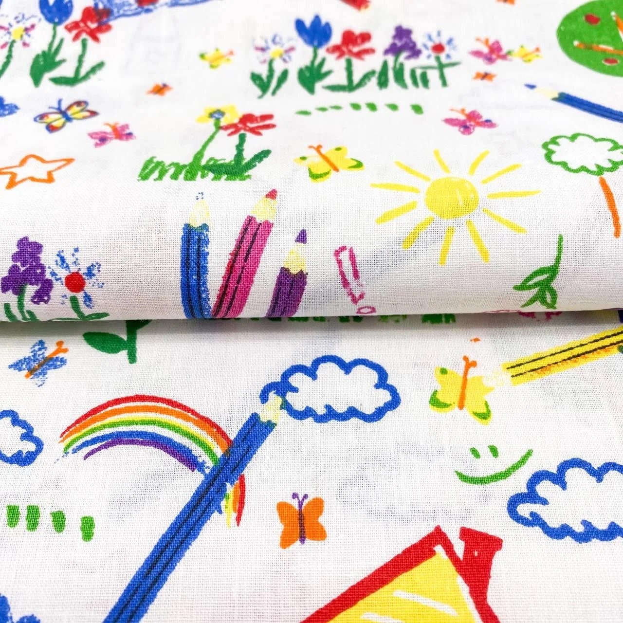 Kids cotton fabric Back to school fabric School fabric by the | Etsy