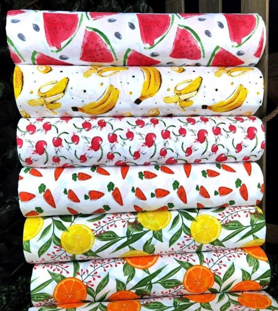 Fruits fabric Fruit pattern fabric by the Yard-Meter Food | Etsy