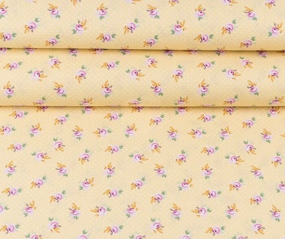 Rose Cotton Fabric Pastel Floral Fabric Shabby Chic Fabric - Etsy