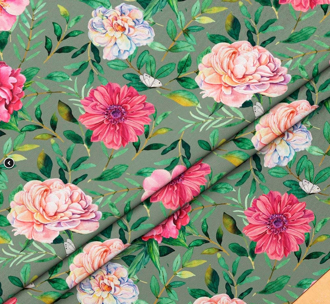 Flower Upholstery Fabric Peonies Fabric Large Print Floral Fabric by ...