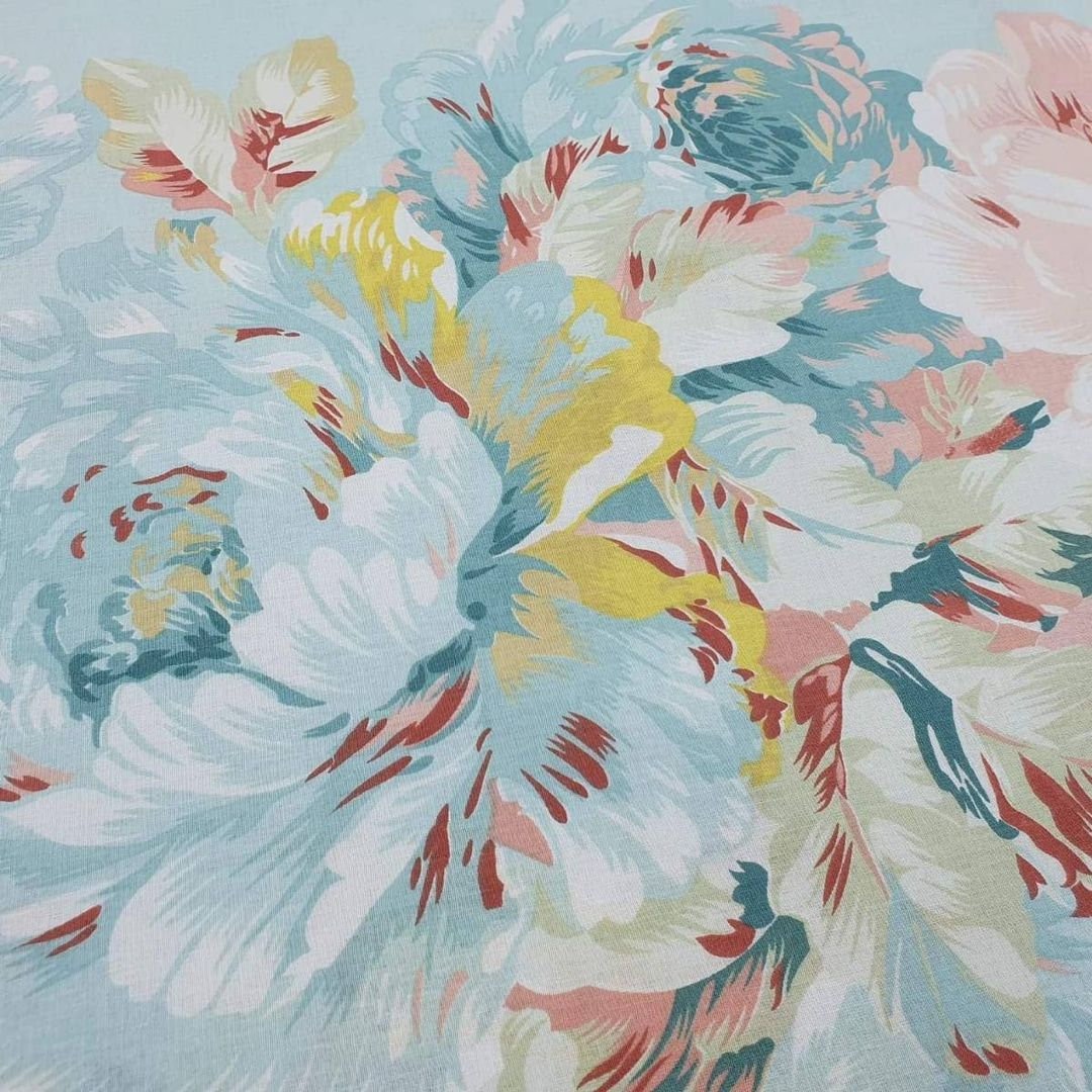 Large Print Fabric With Flowers Peony Fabric Watercolor Peonies Fabric ...