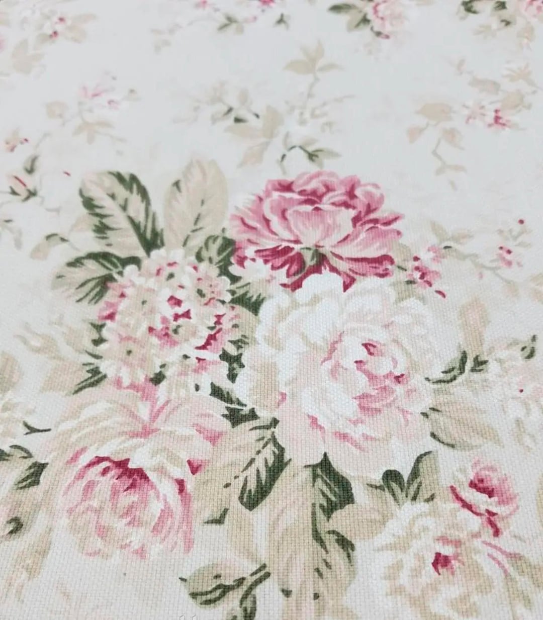 Cabbage Rose Upholstery Fabric by the Yard Shabby Chic Water and Satin ...