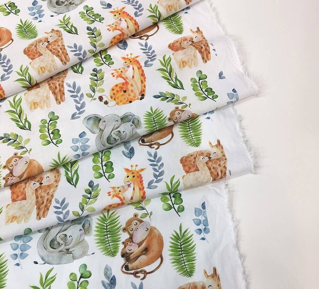 Safari Fabric Jungle Zoo Animals Fabric by the Yard-meter Baby - Etsy