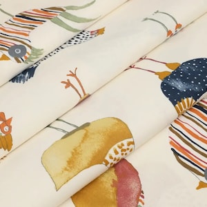Bird Fabric Farm Fabric by the Yard-meter Chicken Fabric Pastel ...
