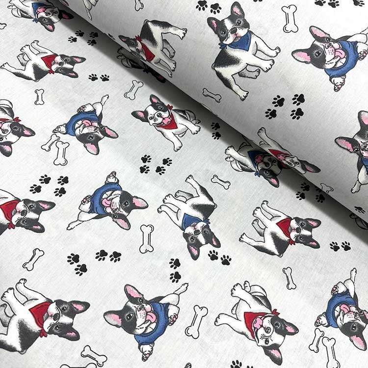 French Bulldog Fabric Cute Dog Print Fabric by the Yard Pet - Etsy