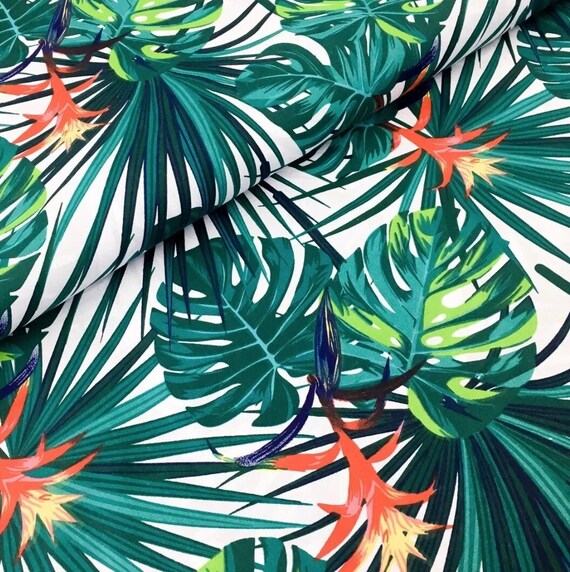Tropical Fabric Green Leaves Fabric by the Yard-meter Jungle - Etsy