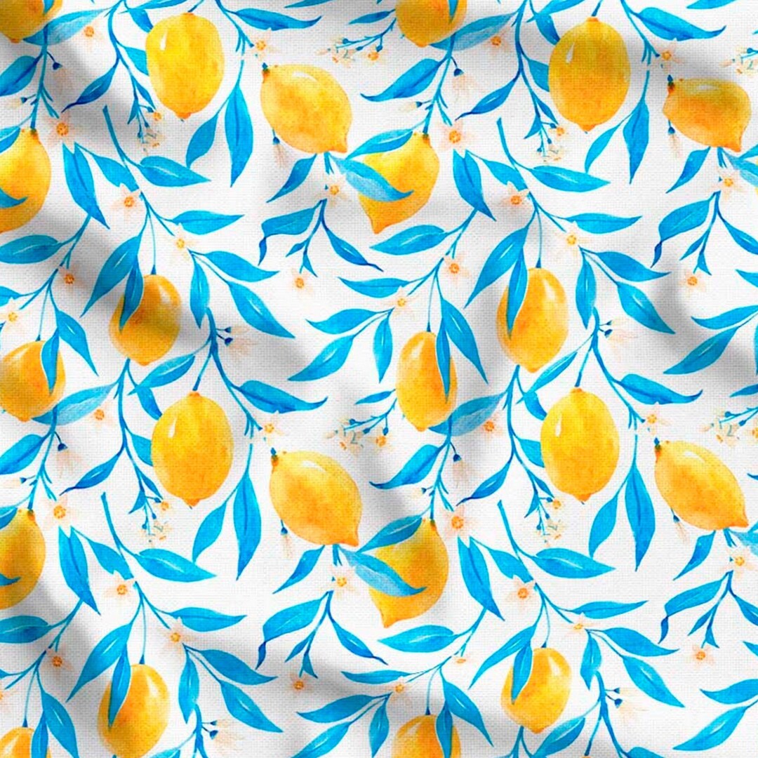 Lemon Fabric Modern Upholstery Fabric by the Yard Summer Citrus Fruit ...