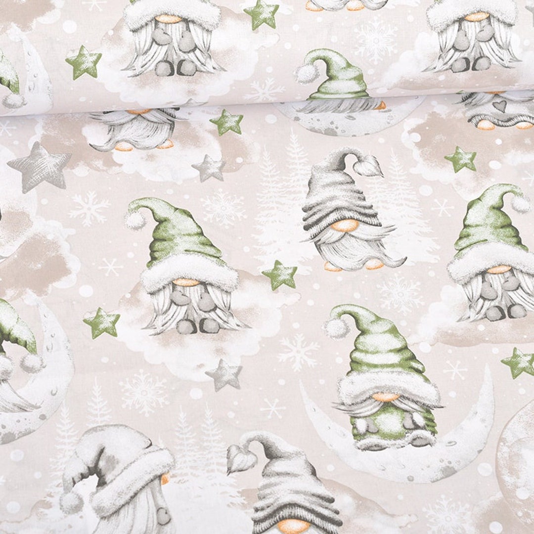 Gnome Fabric Winter Whimsy Fabric Christmas Gnomes Fabric by - Etsy