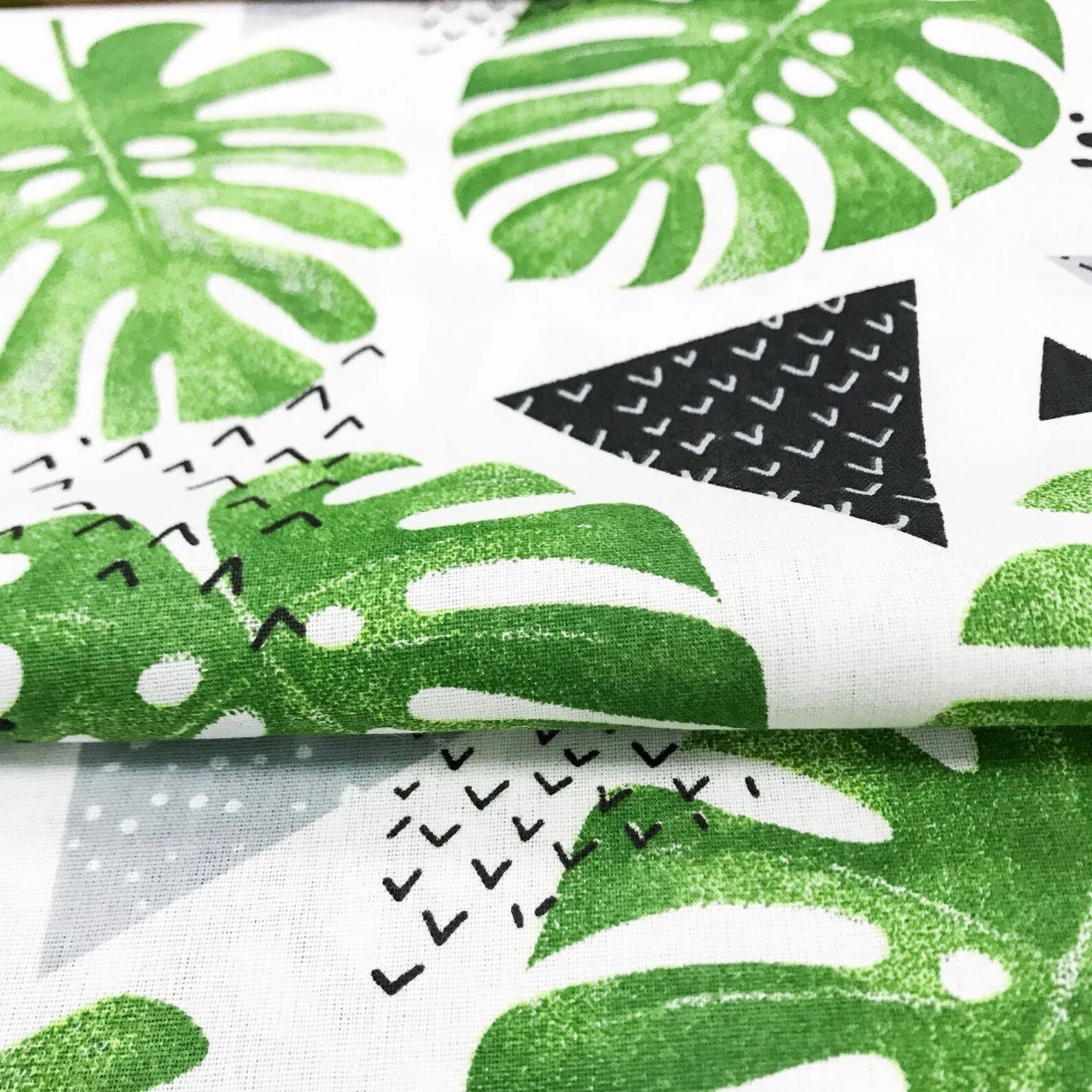 Monstera fabric Tropical leaf fabric Green leaves fabric | Etsy