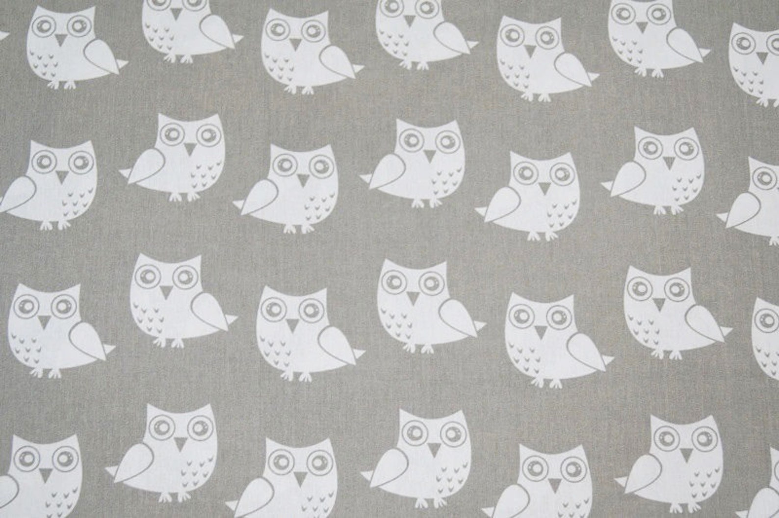 Owl fabric by the Yard Meter Gray nursery 100% cotton fabric | Etsy