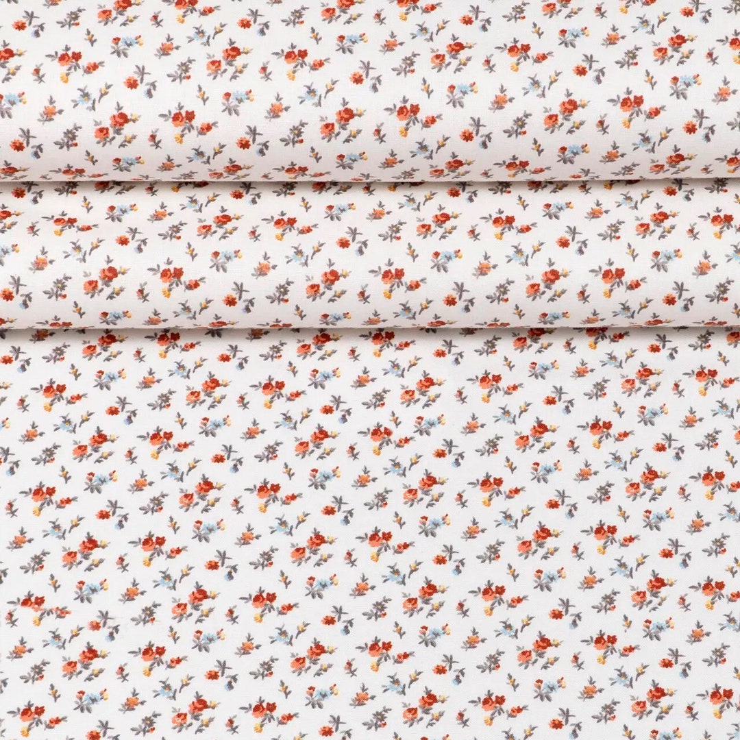 Small Flower Fabric Tiny Floral Fabric by the Yard Mini Rosebud Fabric ...