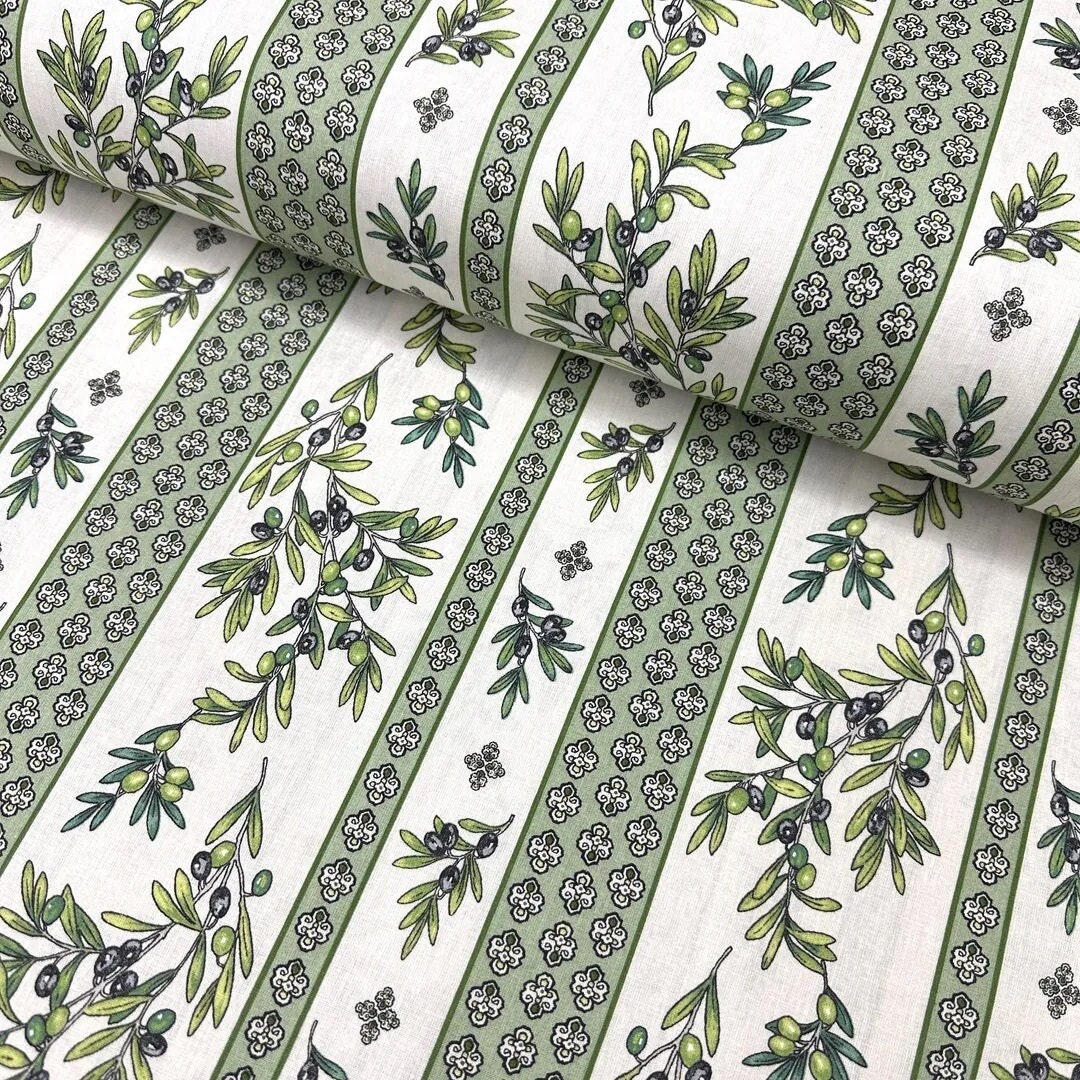 Olive Fabric Italian Themed Fabric Mediterranean Fabric by the Yard 100 ...