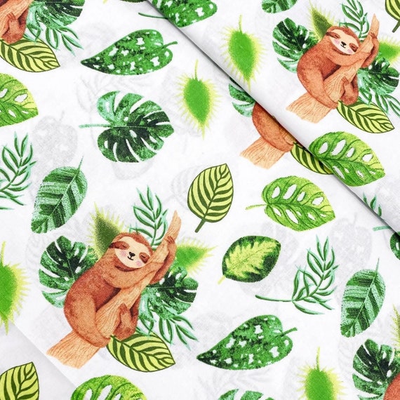 Sloth Fabric Jungle Animals Fabric Baby Fabric Nursery Fabric - Etsy