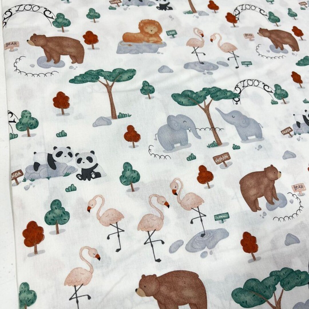 Jungle Animals Fabric Safari Zoo Animals Fabric Elephant Lion - Etsy
