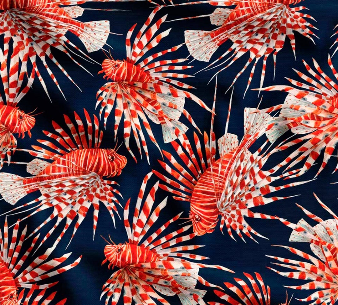 Fish Fabric Lionfish Fabric Sea Animals Ocean Creatures Marine ...