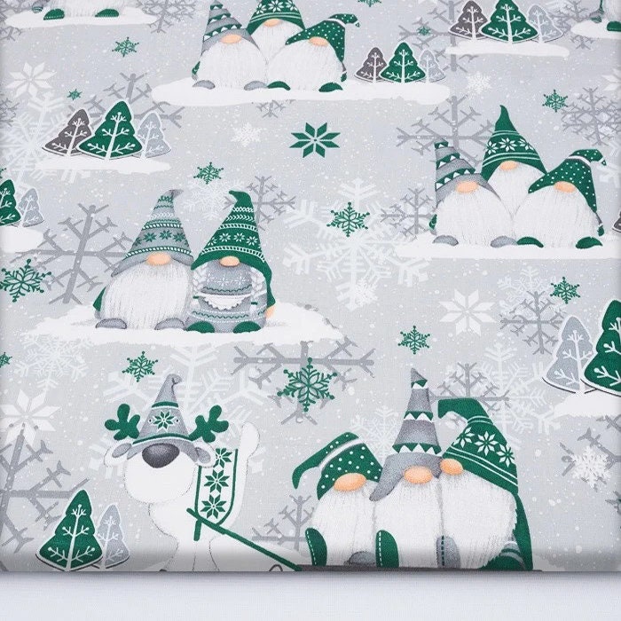Gnome Fabric Scandinavian Gnomes Fabric by the Yard-meter - Etsy