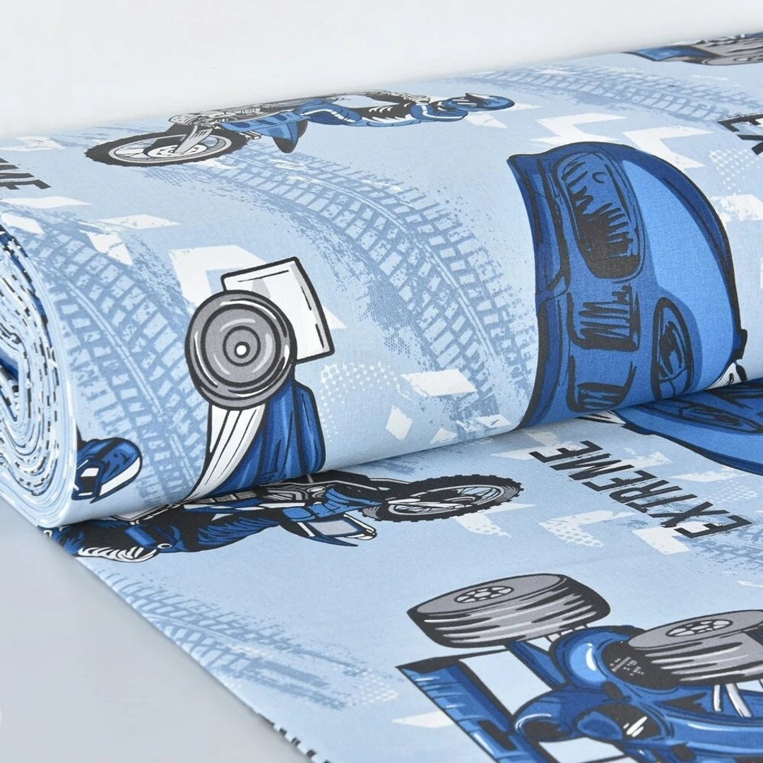 Race Car Fabric Vehicles Fabric Baby Boy Fabric by the Yard Motorcycle ...