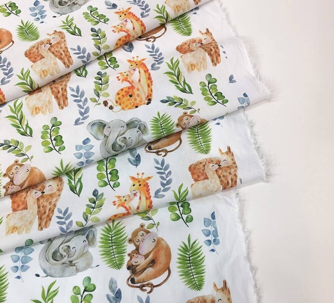 Safari Fabric Jungle Zoo Animals Fabric by the Yard-meter Baby Fabric ...