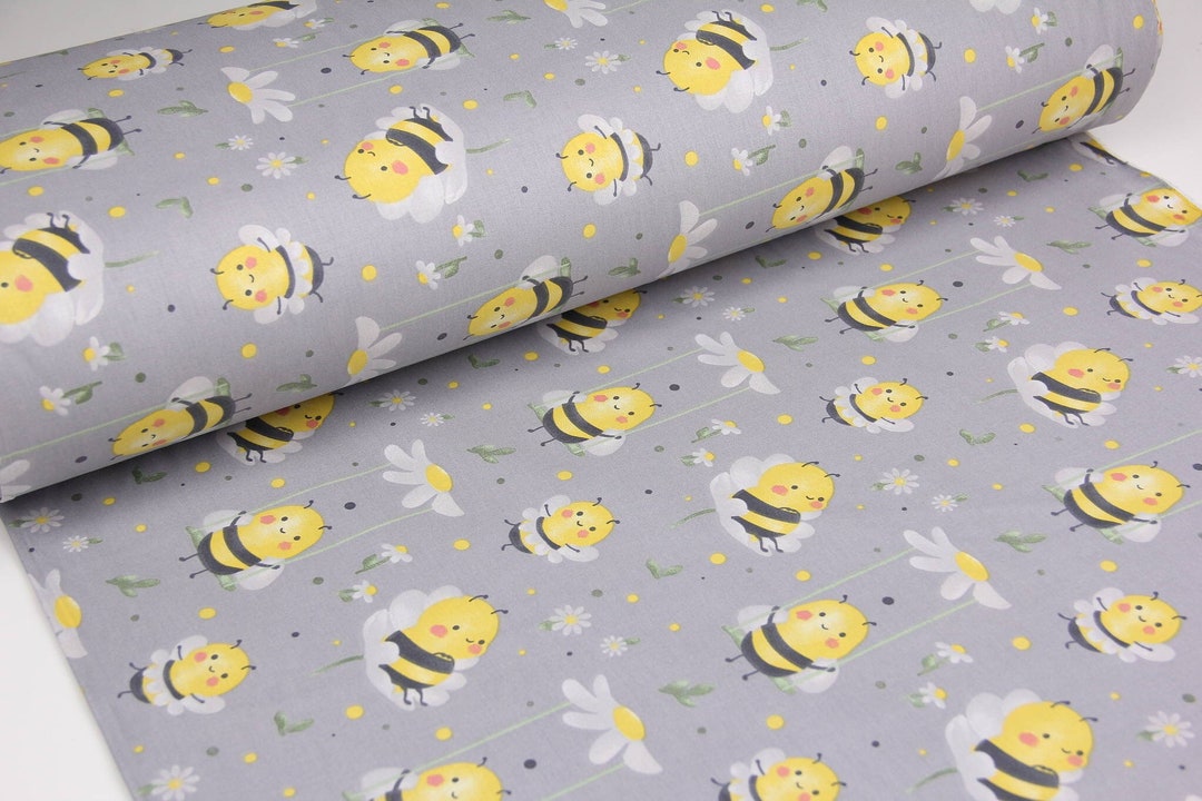 Bee Fabric by the Yard-meter Bumblebee Fabric Funny Insect Fabric Baby ...