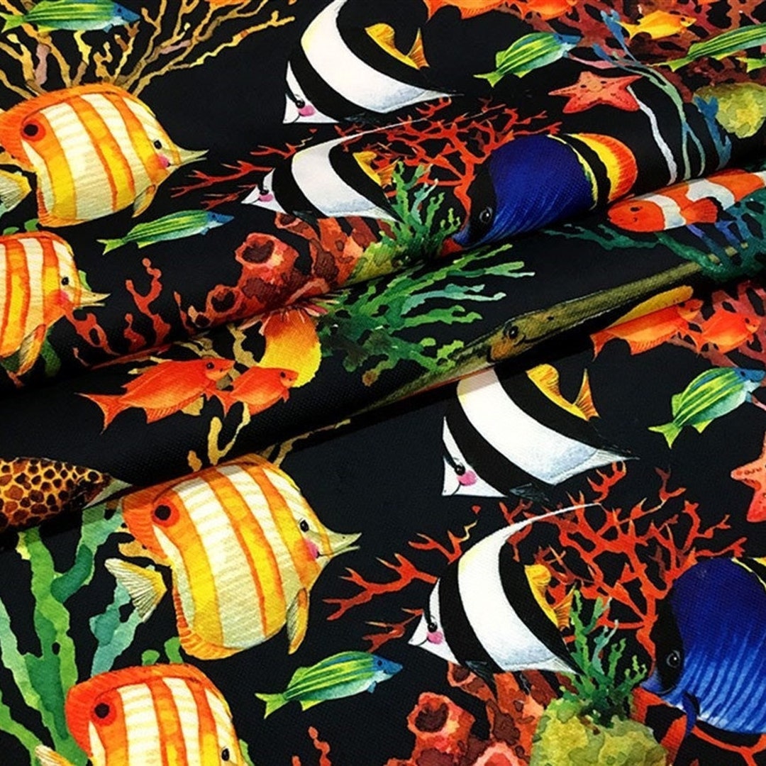 Fish Upholstery Fabric by the Yard-meter Marine Print Sea Creatures ...