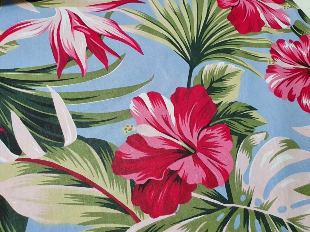 Hibiscus Fabric Tropical Flower Hawaii Fabric by the Yard-meter Jungle ...