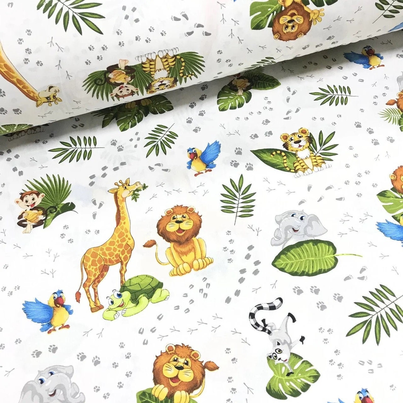 Animals cotton fabric Jungle Safari Wild African Zoo animal | Etsy