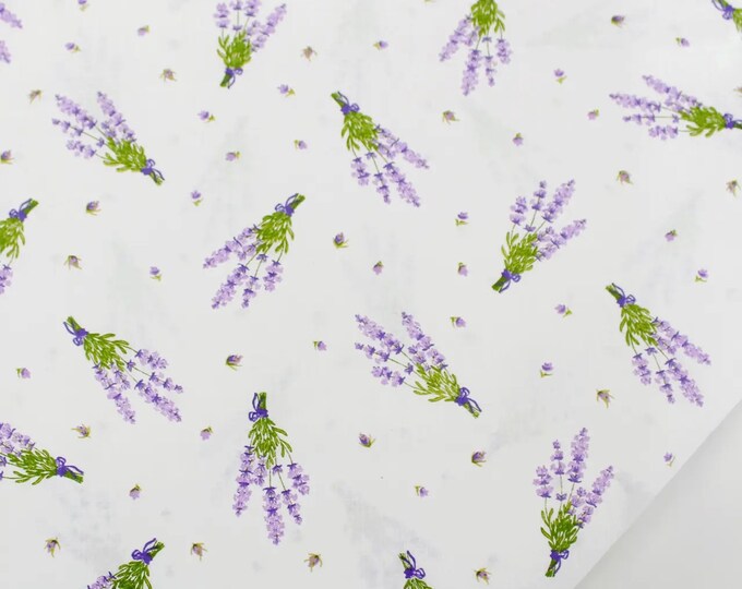 Lavender Fabric Lavender Pattern by Olgersart White Purple Lilac Floral ...