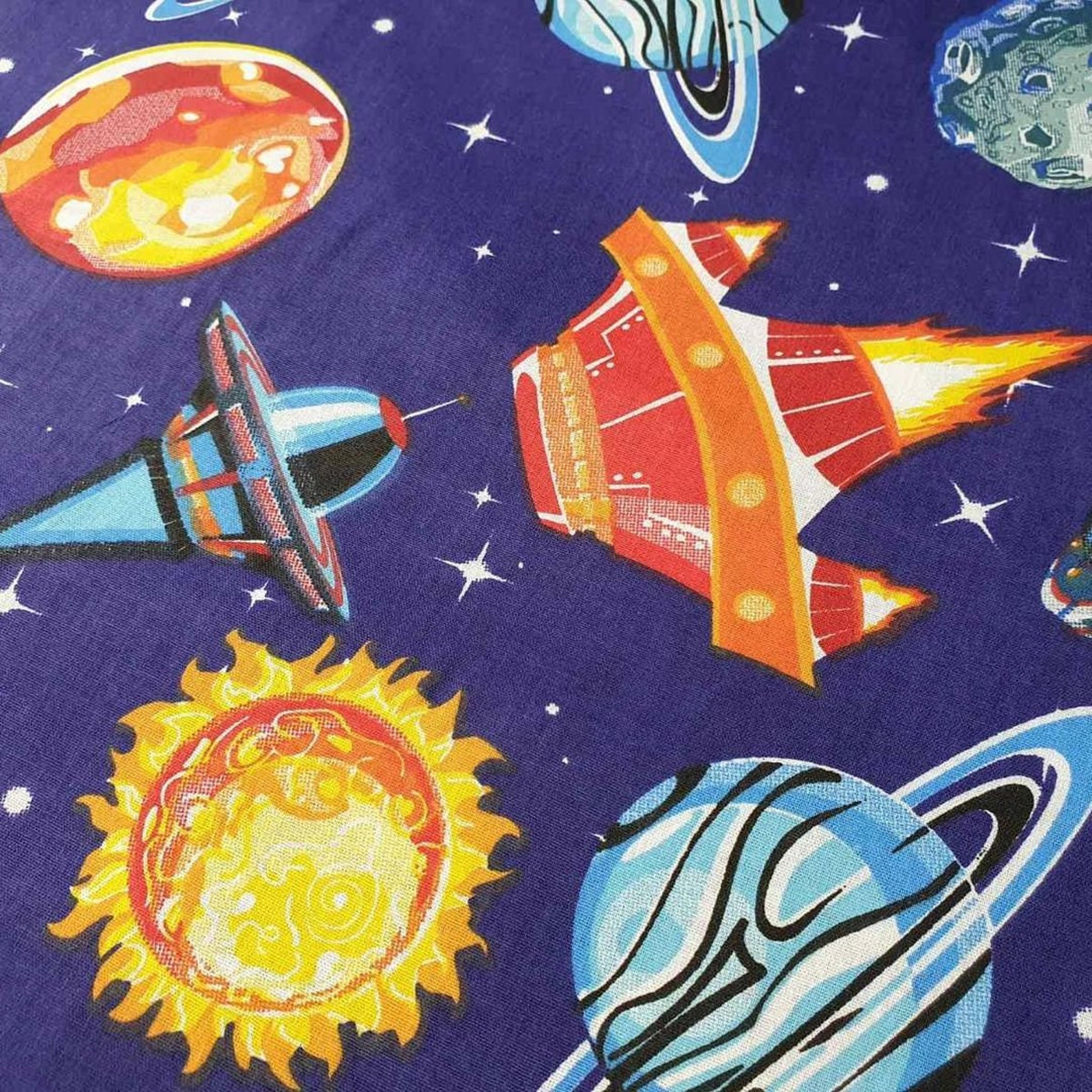 Space fabric Baby boy fabric Nursery fabric for boys Space | Etsy