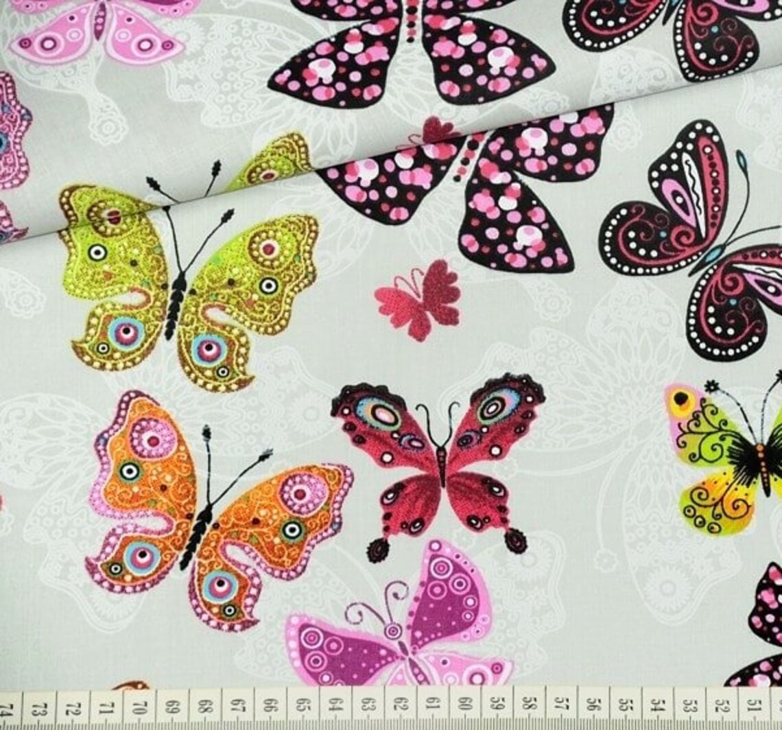 Butterflies cotton fabric for quilting Butterfly fabric by the | Etsy