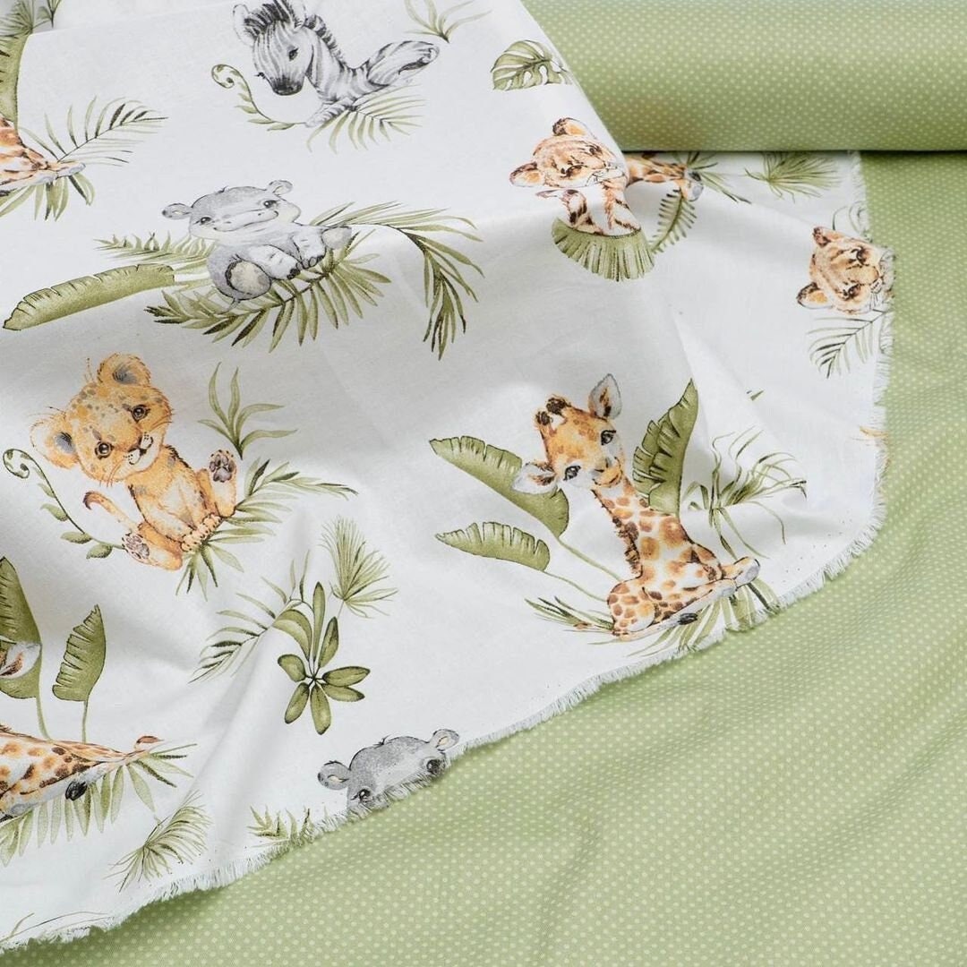 Safari Animals Fabric Nursery Cotton Fabric Baby Fabric Savannah ...