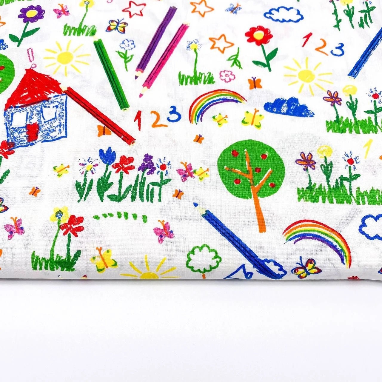 Kids cotton fabric Back to school fabric School fabric by the | Etsy