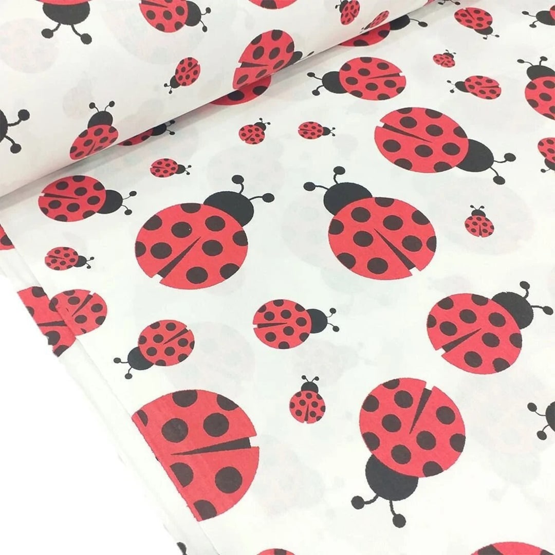 Ladybug Fabric Ladybird Fabric Insect Fabric Nursery Fabric Baby Fabric ...