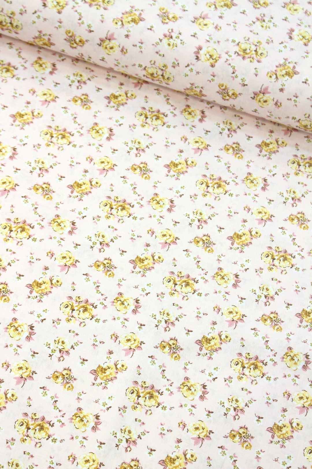 Roses Cotton Fabric Rose Fabric by the Yard-meter Small Floral - Etsy
