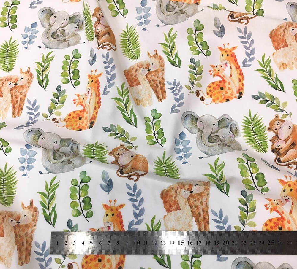 Safari Fabric Jungle Zoo Animals Fabric by the Yard-meter Baby - Etsy UK